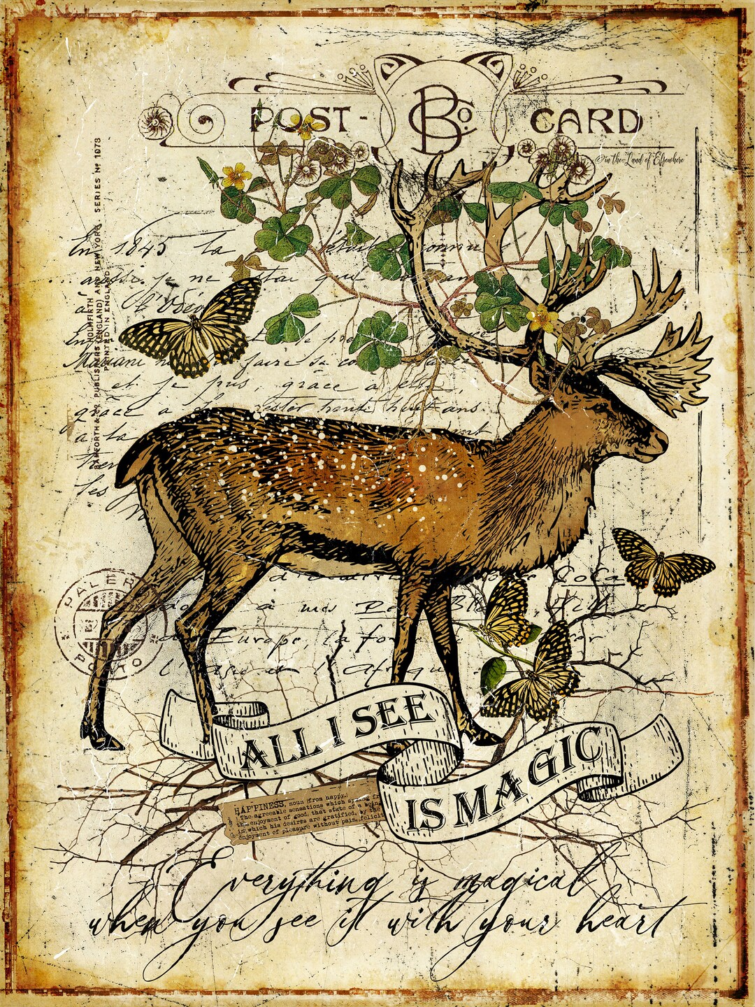 Artisan Magic Deer 44X60 Canvas Wall Tapestry. - Etsy