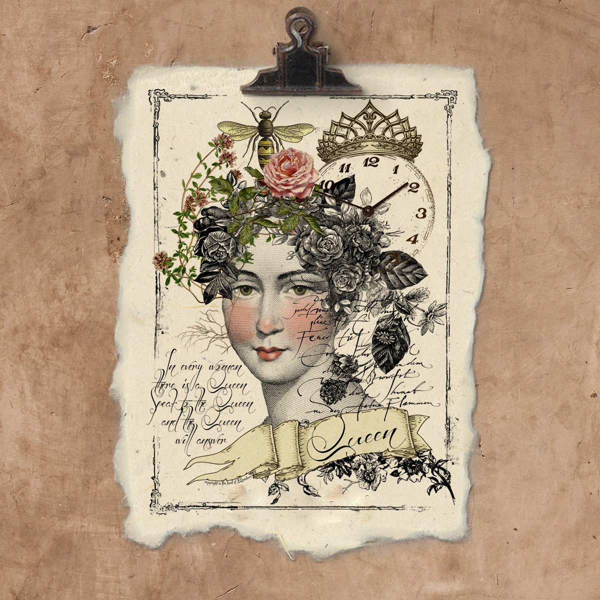 Artisan Vintage Queen Handmade Paper Print. - Etsy
