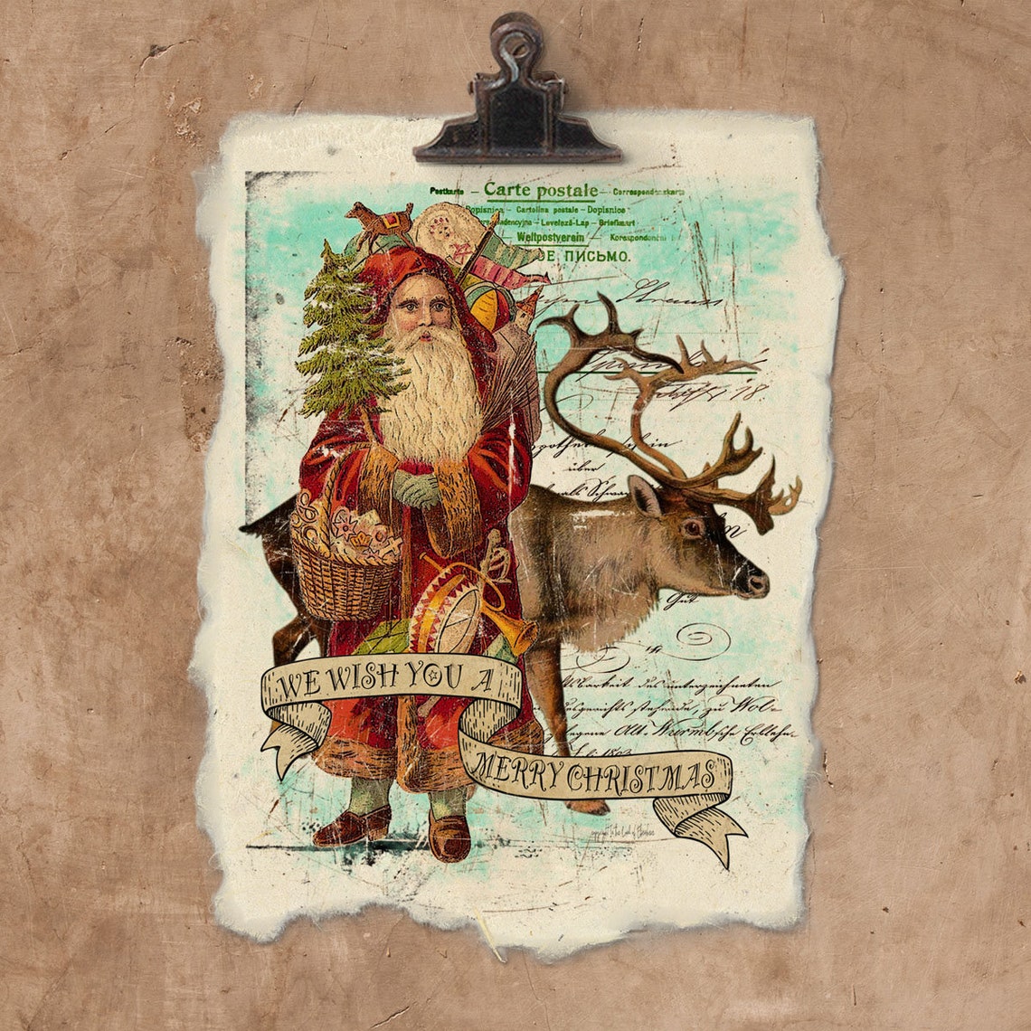Artisan Wish Santa Handmade Paper Print - Etsy