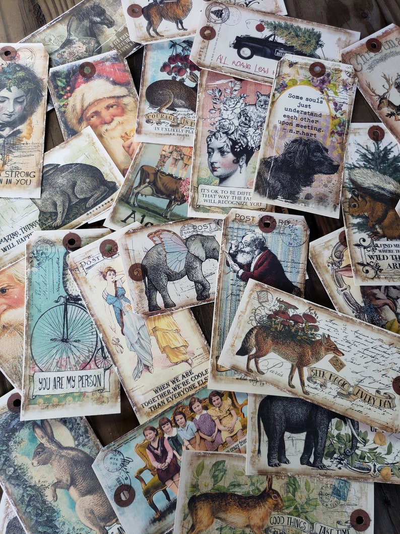 Set of 10 Large Vintage Style Tags. - Etsy