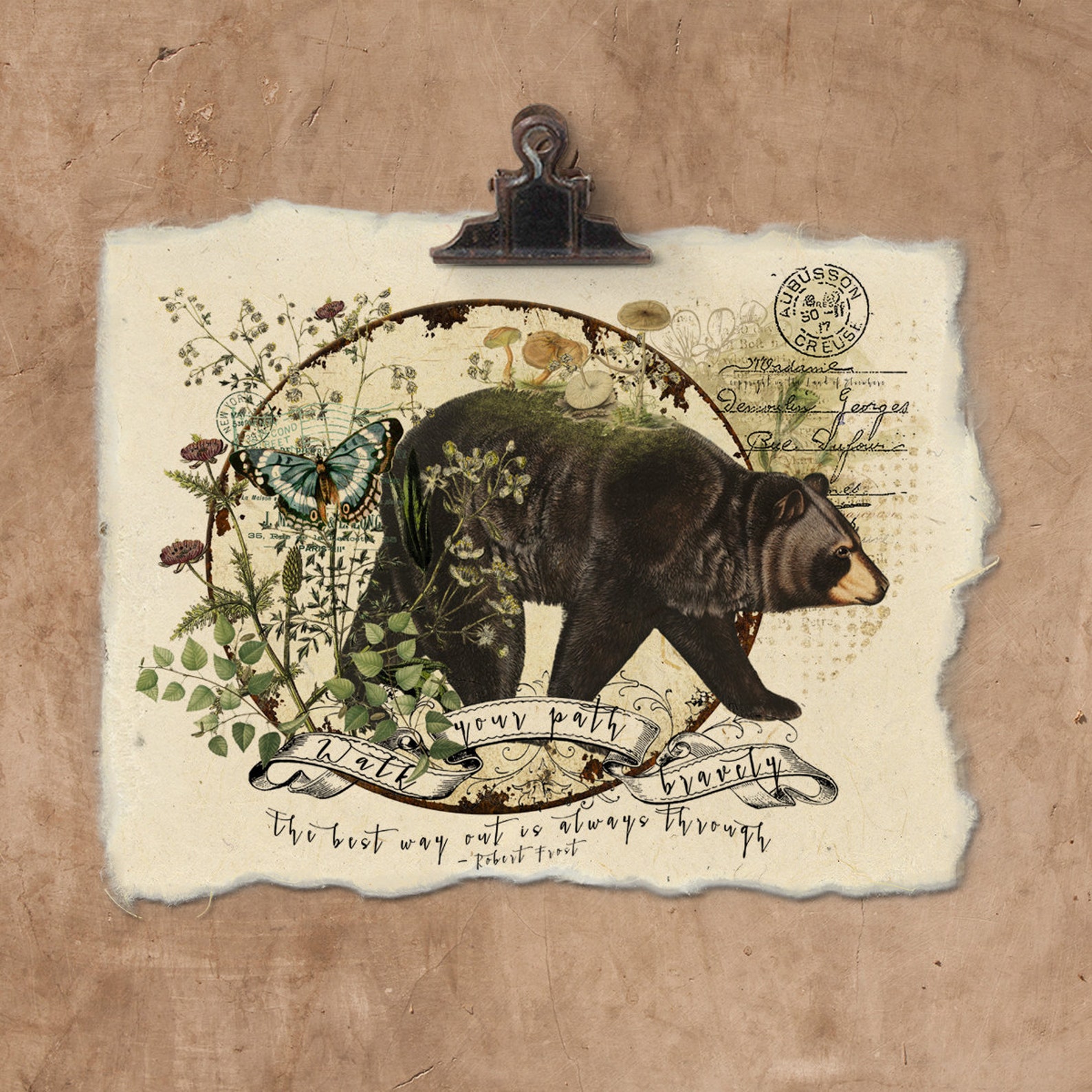 Artisan Brave Bear Handmade Paper Print - Etsy