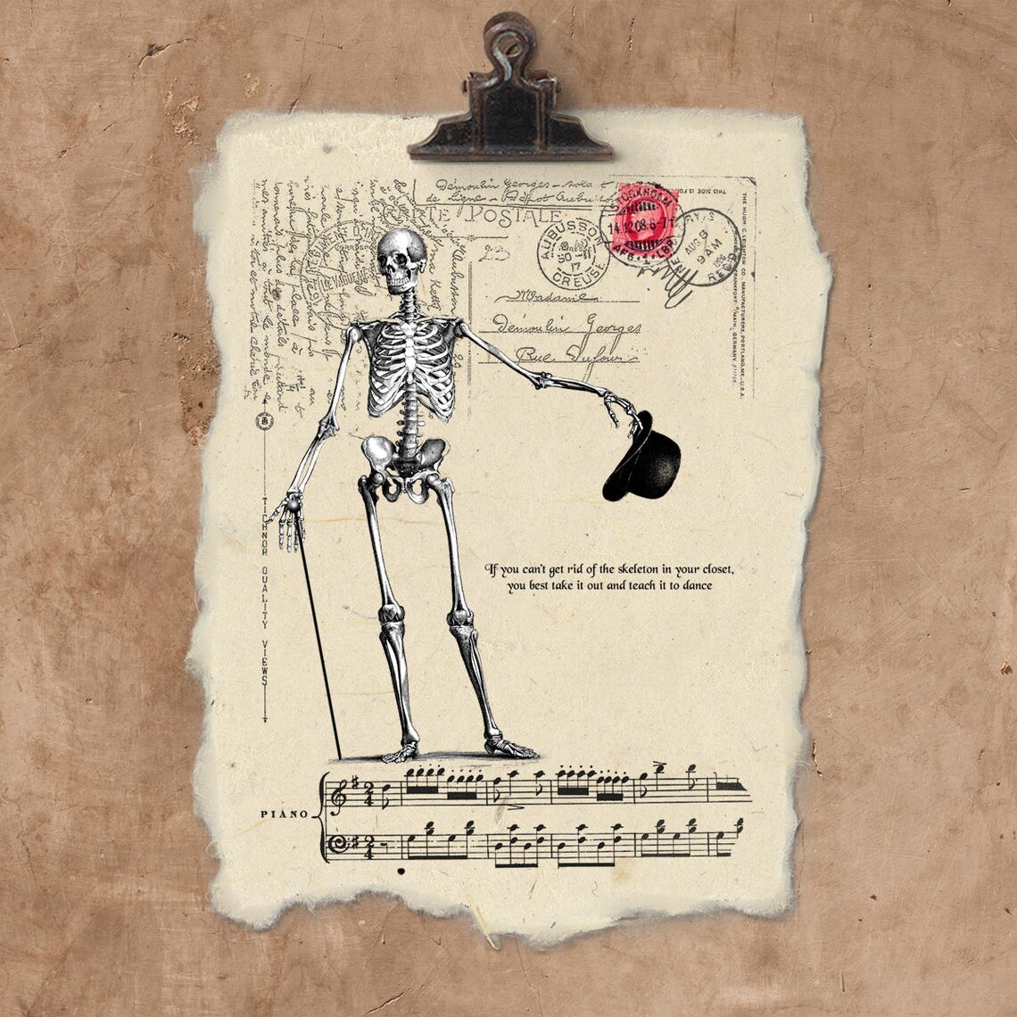 Artisan Skeleton Handmade Paper Print. - Etsy