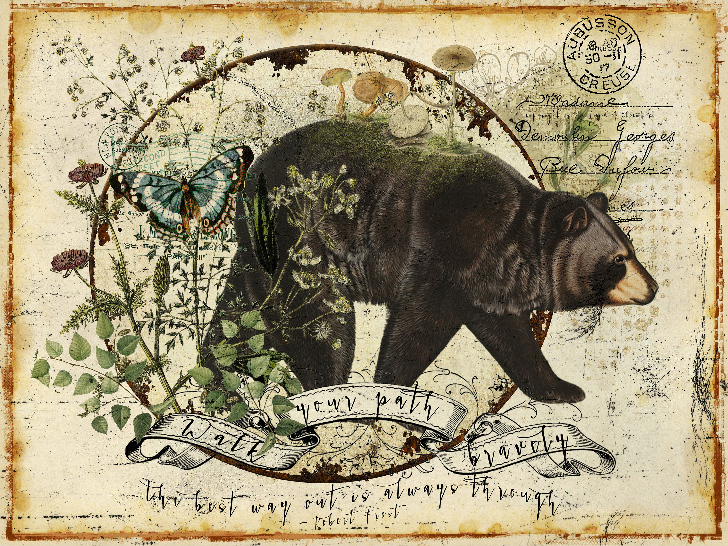Artisan Brave Bear 44X60 Canvas Wall Tapestry. - Etsy