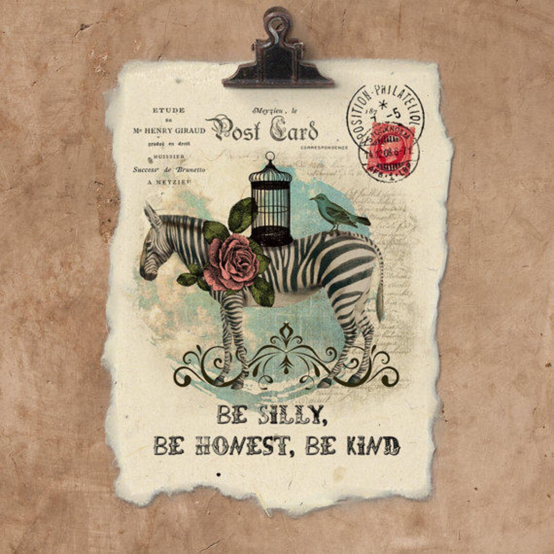 Artisan Be Silly, Be Honest, Be Kind Zebra Handmade Paper Print. - Etsy