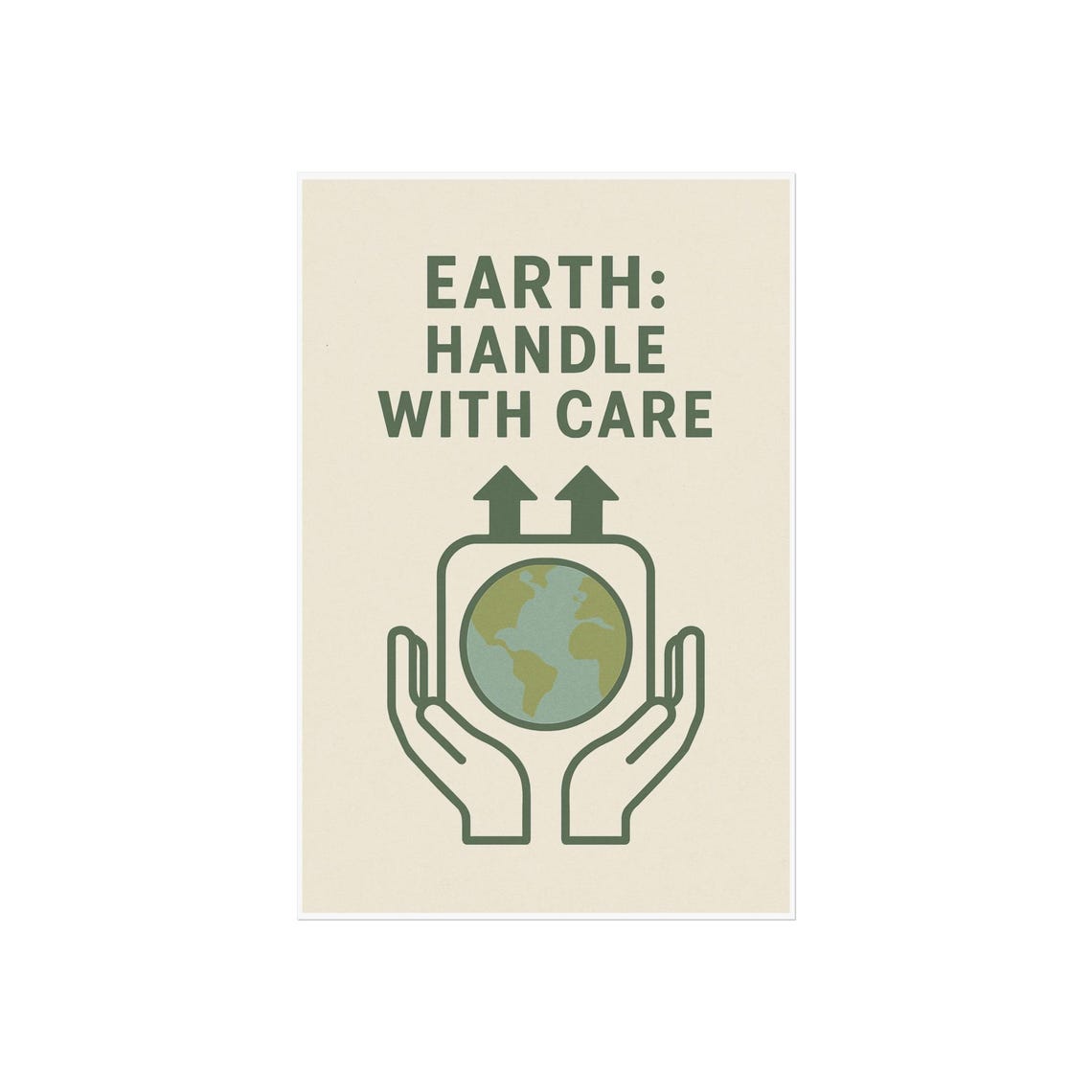 Earth Handle With Care Poster: Minimalist Eco-friendly Wall Art - Etsy