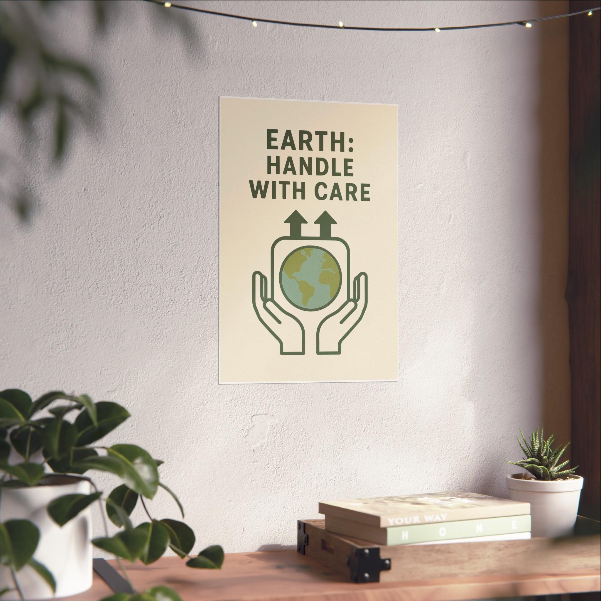 Earth Handle With Care Poster: Minimalist Eco-friendly Wall Art - Etsy