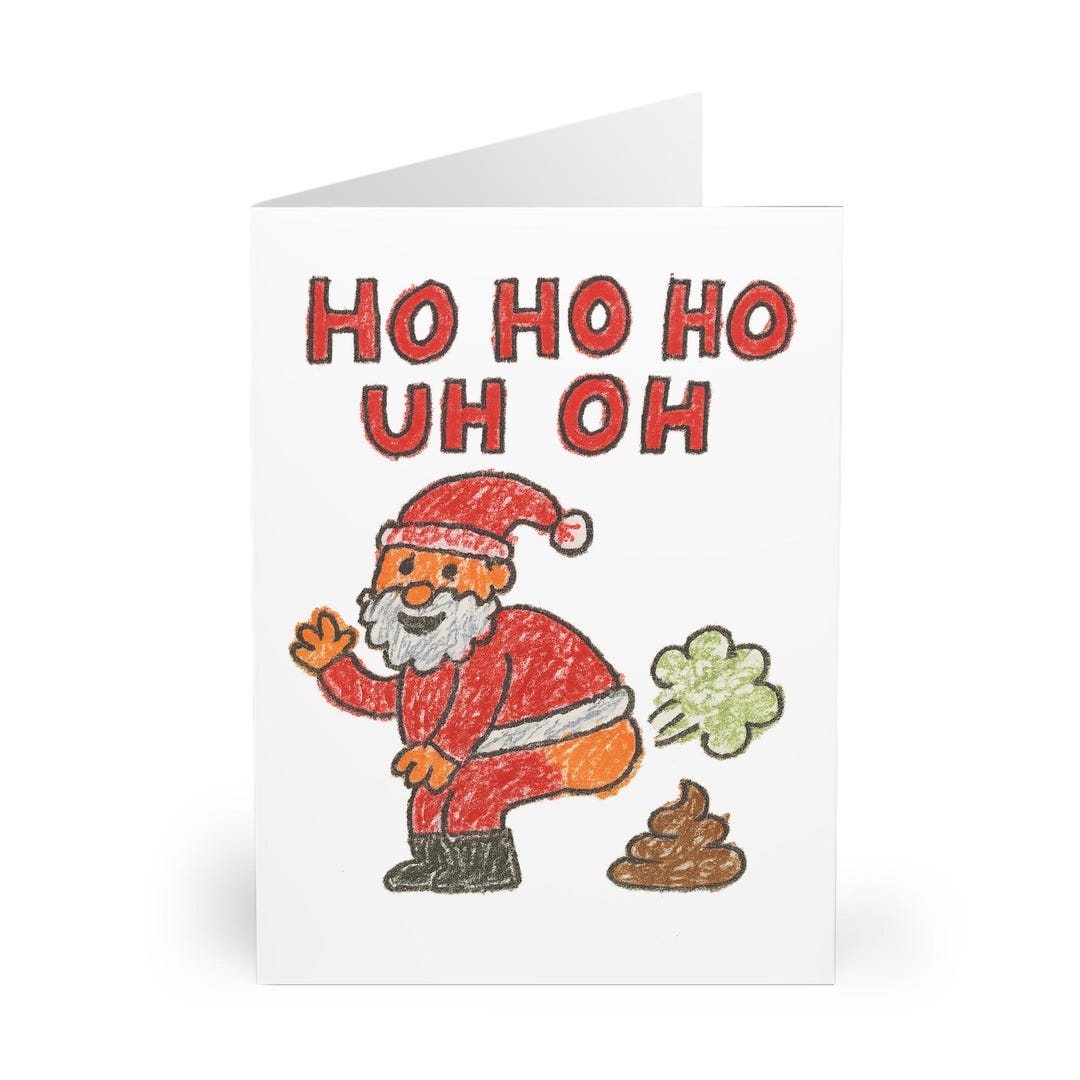 Funny Santa Poop Christmas Card 5-pack: Crayon-style Gag Gift - Etsy