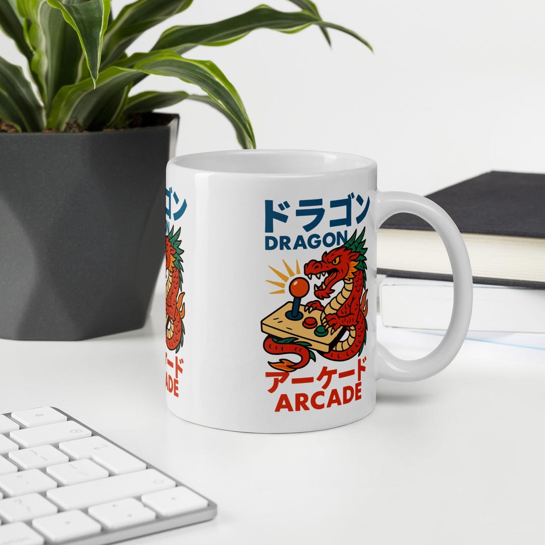 Nostalgic Printed "dragon Arcade" Custom Design Glossy Gamer's Mug ...