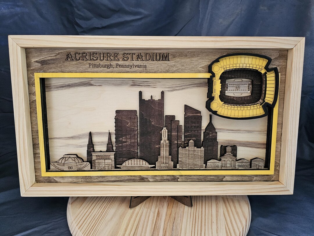 Acrisure Stadium 3D Wood Art | Pittsburgh Skyline Laser Cut Sign ...