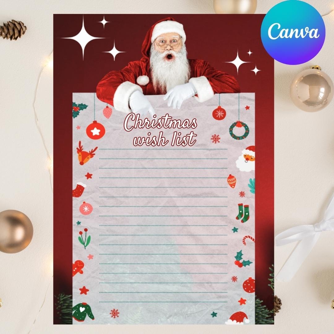 Christmas Santa Wishlist: Editable Santa Christmas List, Printable ...
