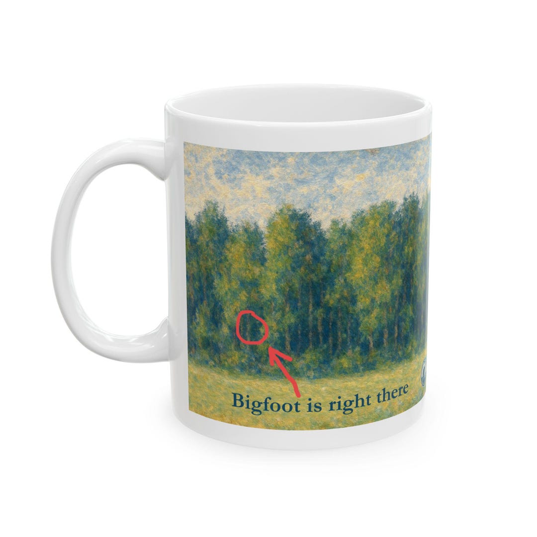 Bigfoot Coffee Mug, He's Circled in Red. Housewarming Gift, Birthday ...