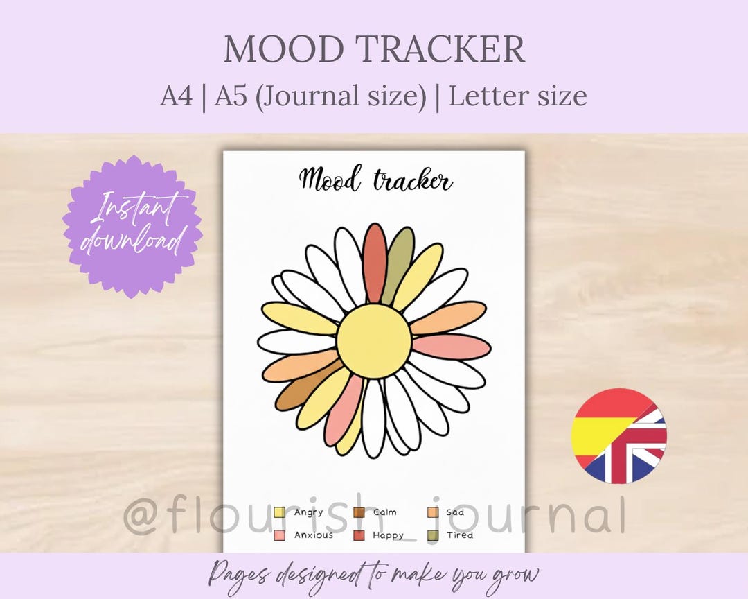 Mood Tracker Printable Journal Pages | Daily Mood Log & Monthly Emotion ...