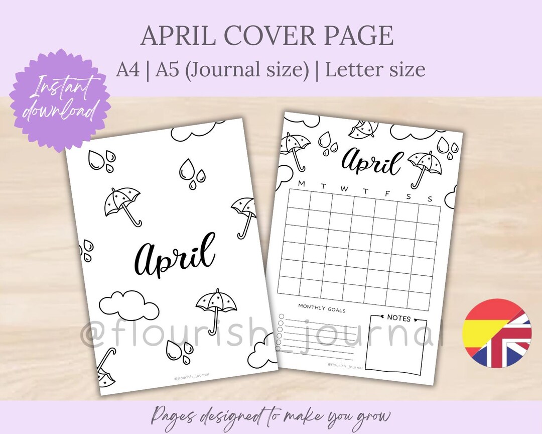 April Title Page, April Calendar, 12 Month Title Pages, Printable ...