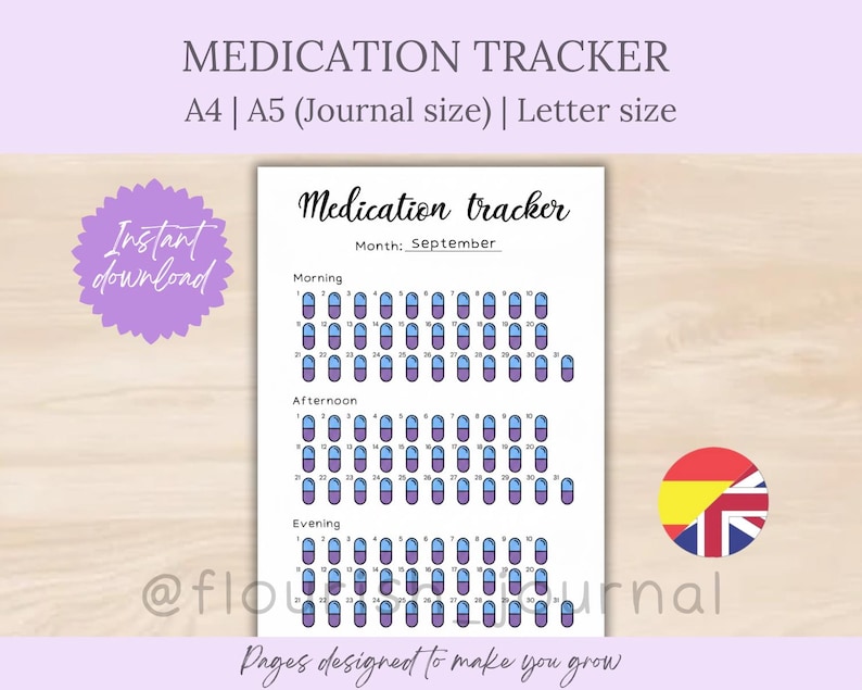 Medication Monthly Tracker Printable for Bullet Journal | Medication ...