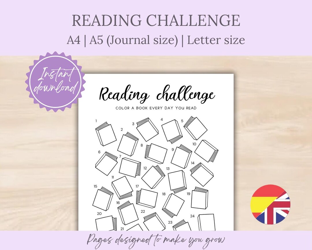 Reading Book Challenge Printable for Bullet Journal | Monthly Reading ...