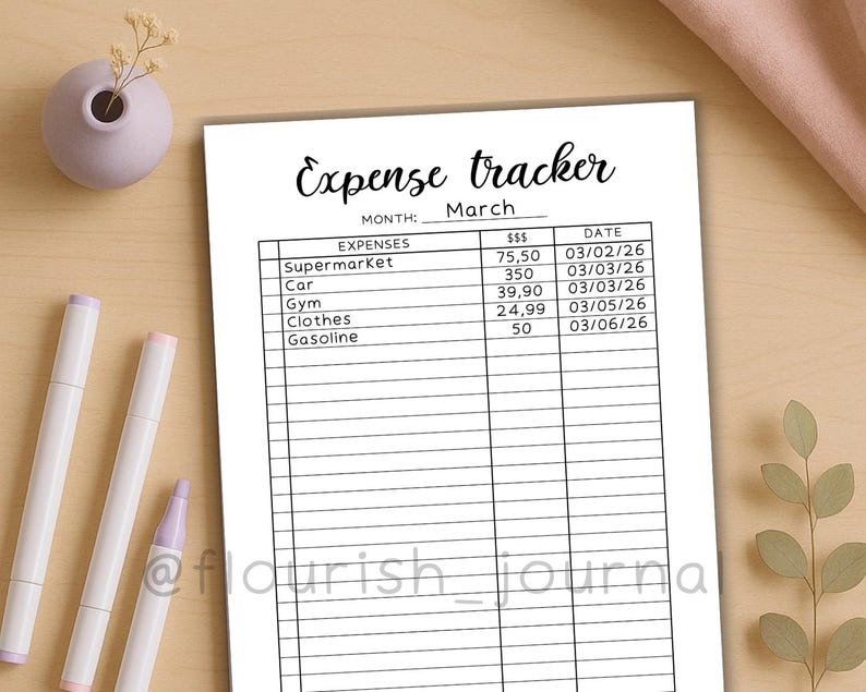 Expense Tracker Printable for Bullet Journal | Monthly Budget ...