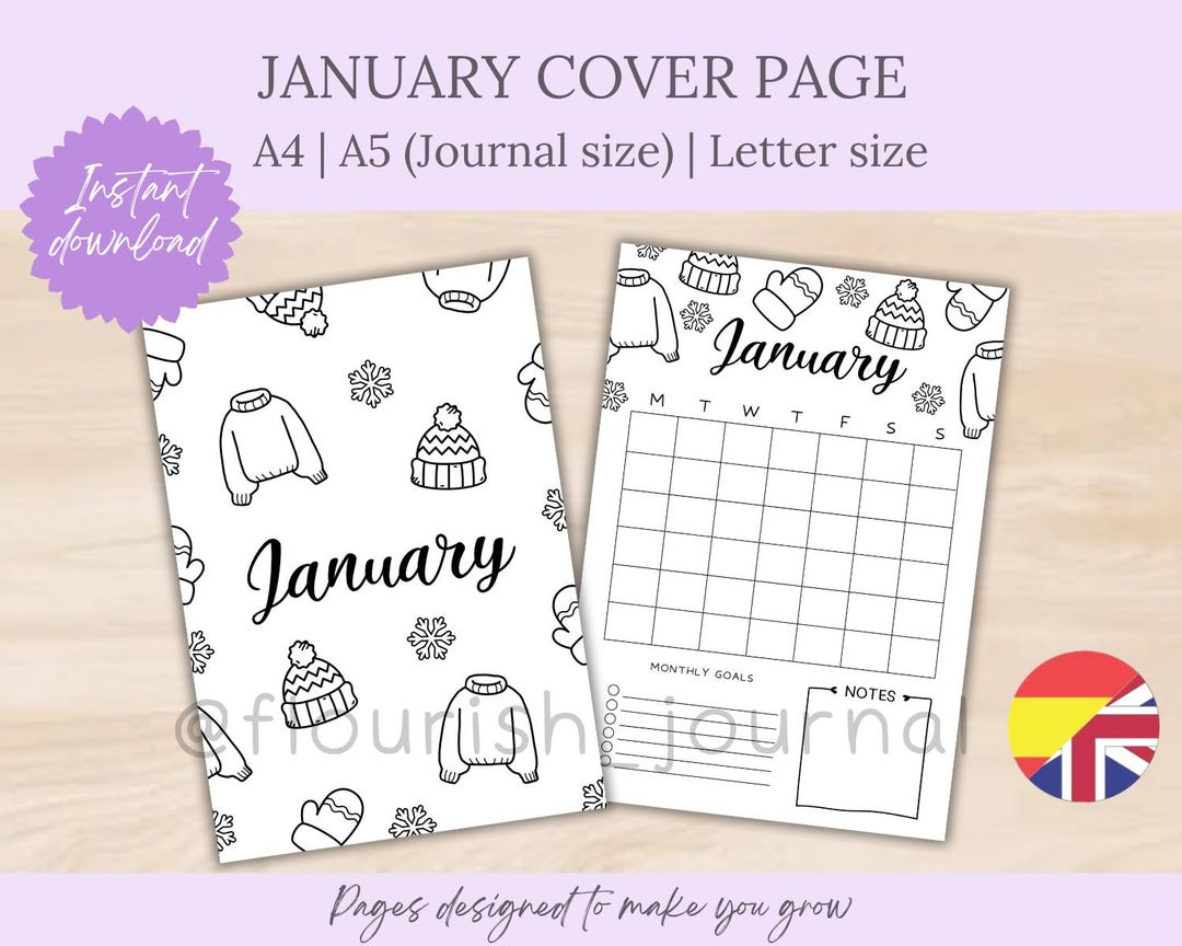 January Title Page, January Calendar, Printable Calendar Page, Monthly ...