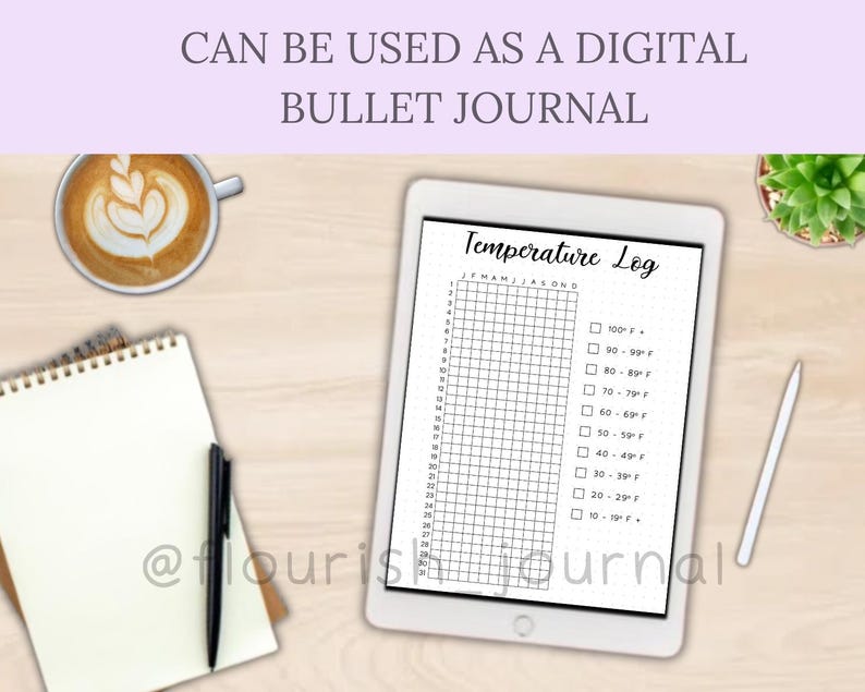 Temperature Log Printable for Bullet Journal | Daily Weather & Yearly ...