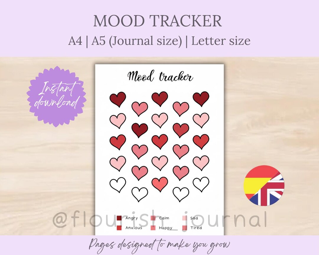 Mood Tracker Printable for Bullet Journal | Daily Mood & Emotion ...