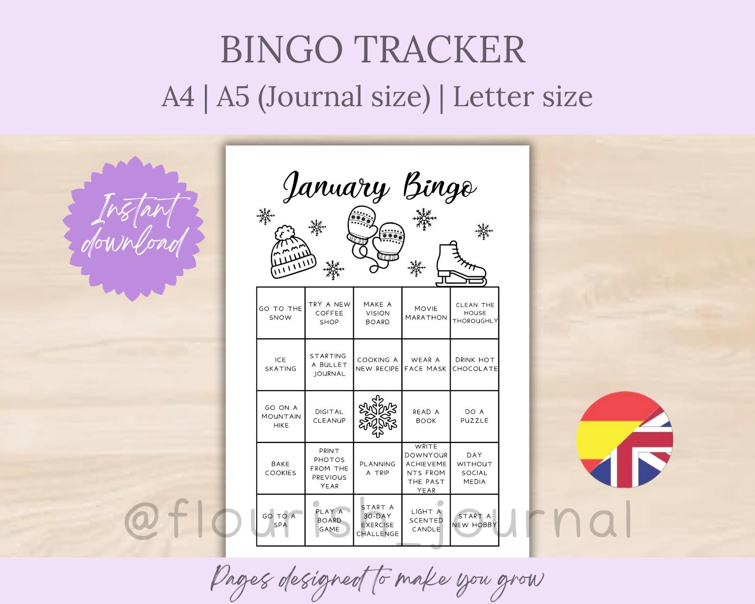 Monthly Bingo Printable for Bullet Journal | Activity List Challenge ...