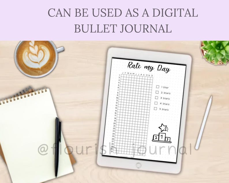 Rate My Day Printable for Bullet Journal | Daily Rating Tracker Page ...