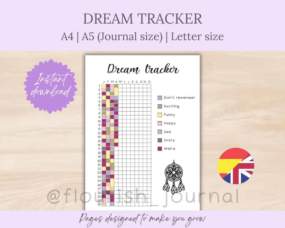Dream Tracker Printable for Bullet Journal | Yearly Dream Log & Sleep ...