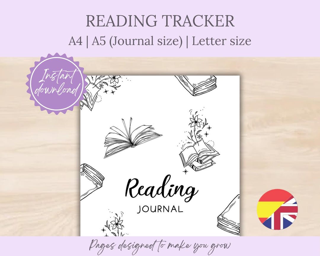 Reading Journal Cover Page, A5 Printable Journal Page, Book Journal ...