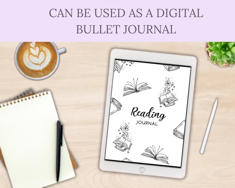 Reading Journal Cover Page, A5 Printable Journal Page, Book Journal ...