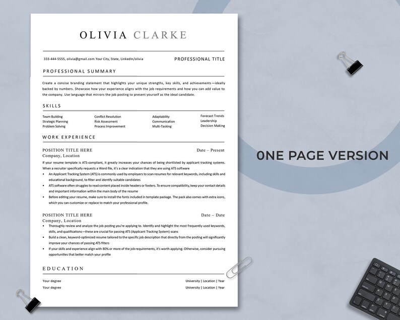 Tech Resume Template: Modern, Minimalist, Ats-friendly, Resume Template ...