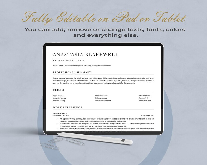 ATS Resume Template | Ats Friendly Resume | Modern ATS Friendly Resume ...