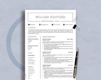 Professional Minimalist Resume Template Single Column Format for Word ...