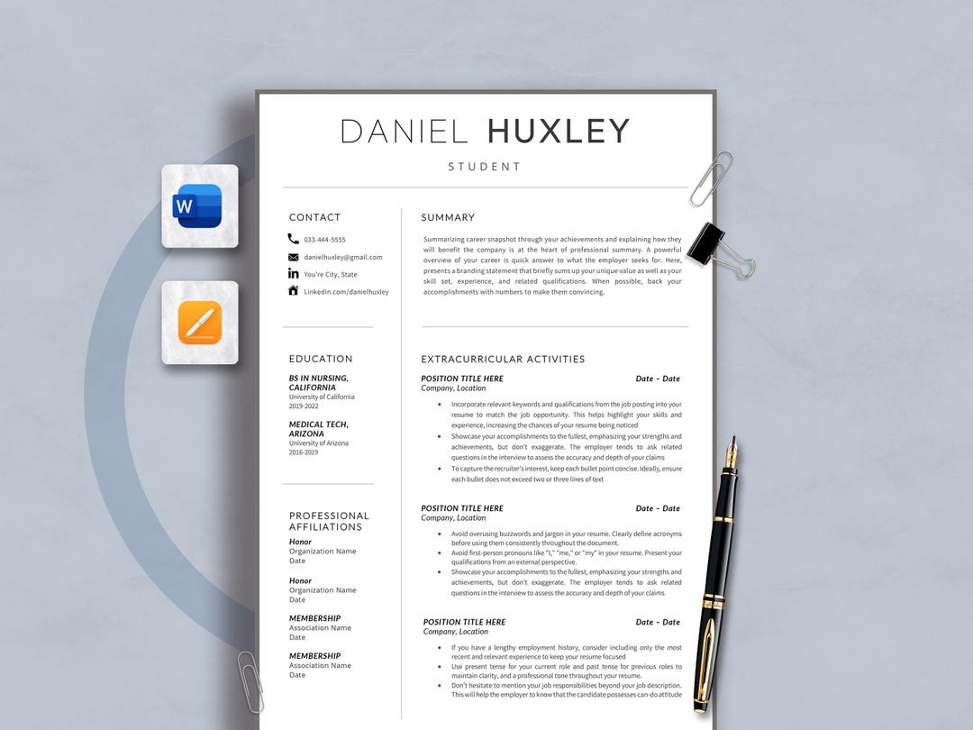 Student With No Experience Resume Template for Grad School, College ...