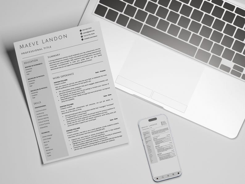 Modern Resume Template 2025: Cover Letter & References Word, Pages - Etsy