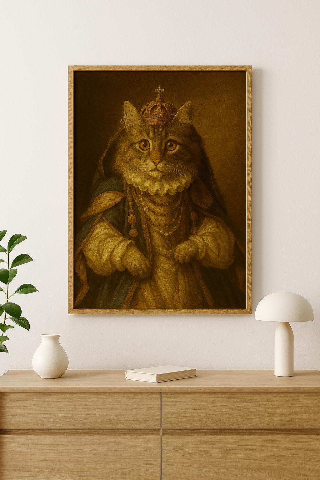 Royal Cat Portrait Print – Baroque Style Vintage Wall Art, Funny Pet ...