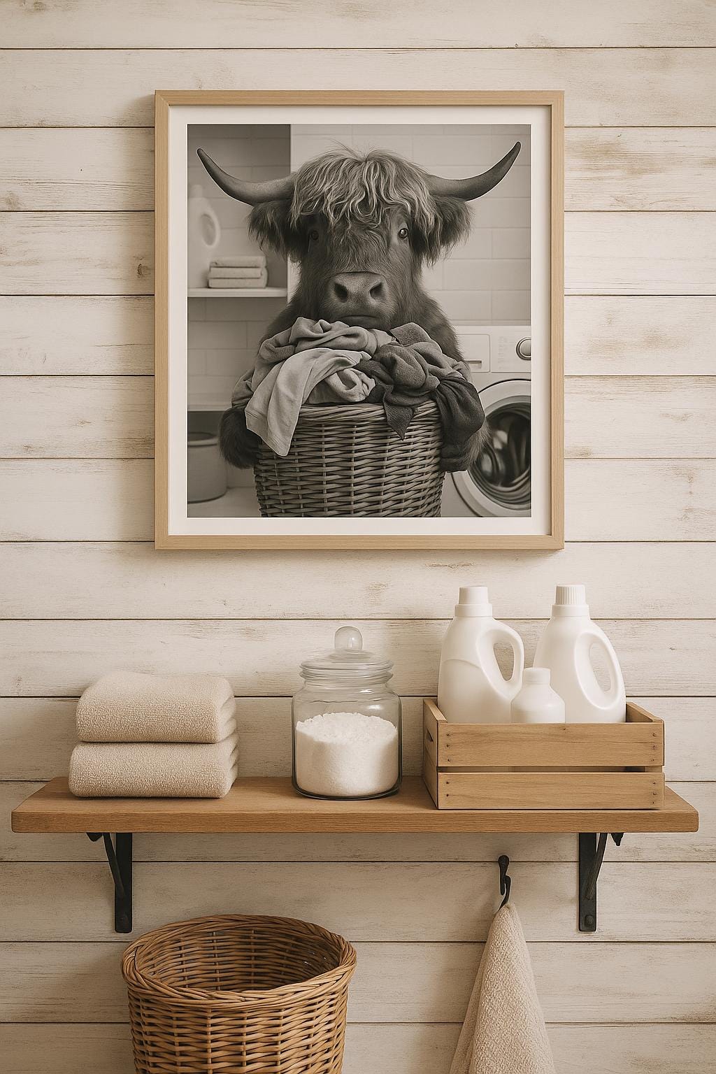 Highland Cow Laundry Room Wall Art – Funny Farmhouse Animal Print ...