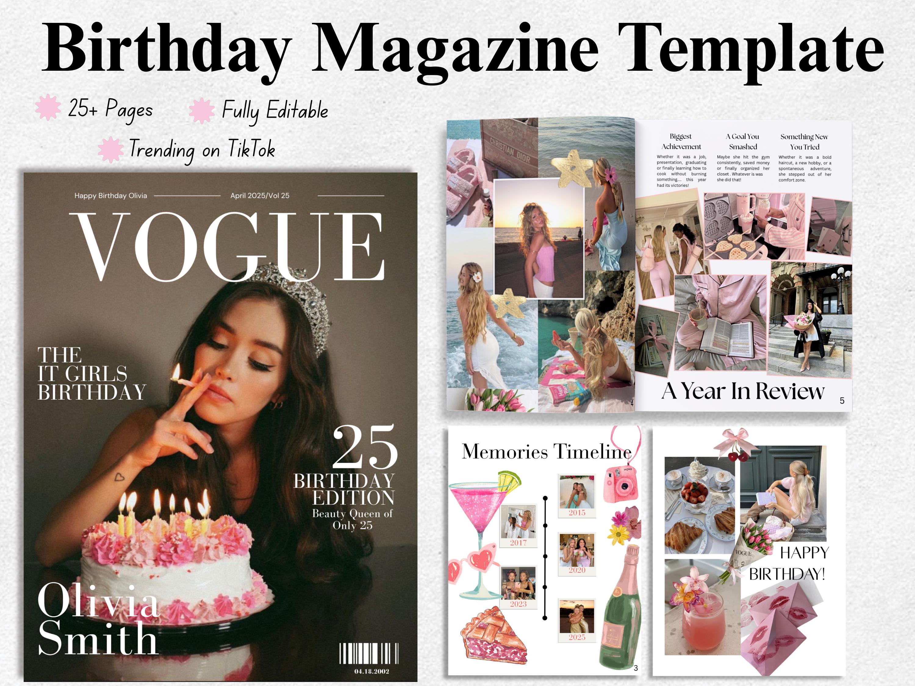 Birthday Magazine Template Canva | Editable Gift (digital) - Etsy