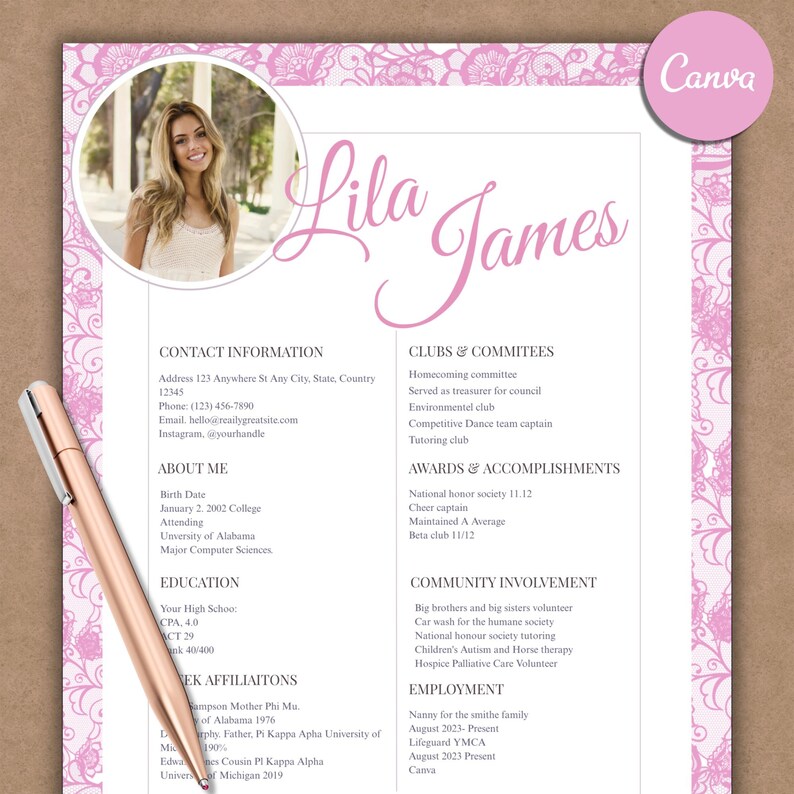 Sorority Template + Letterhead Modern | Pink Editable Rush Packet ...