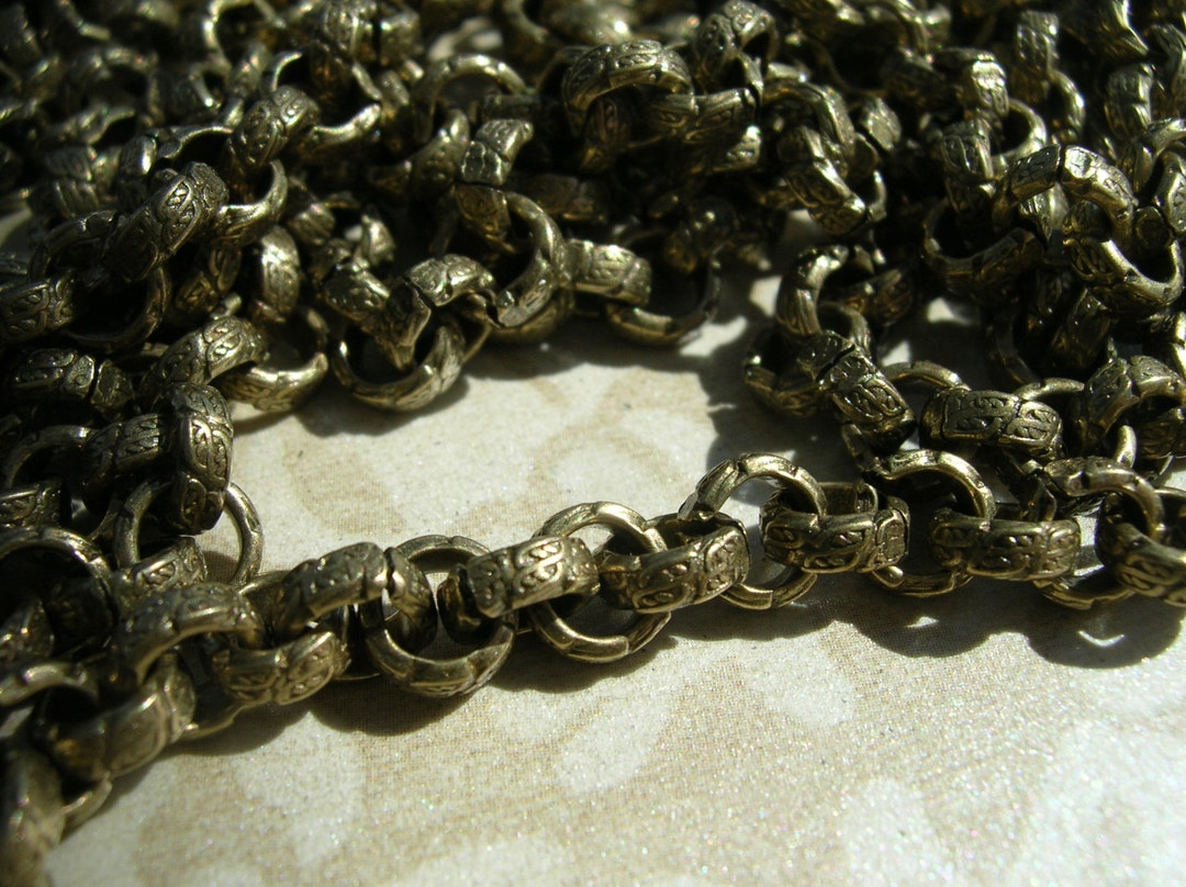 Chain Vintage Style Embossed Pattern Chunky Repurposing Chain 6mm ...