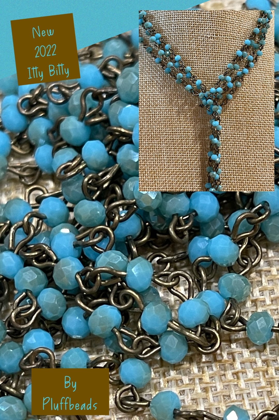 Handmade Aqua Crystal Beaded Chain, Antique Brass, 4mm - Etsy