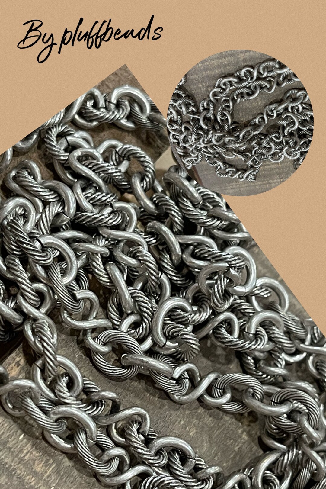 Chain Repurpose Vintage Reproduction Chunky Oval Antique Silver Plated ...