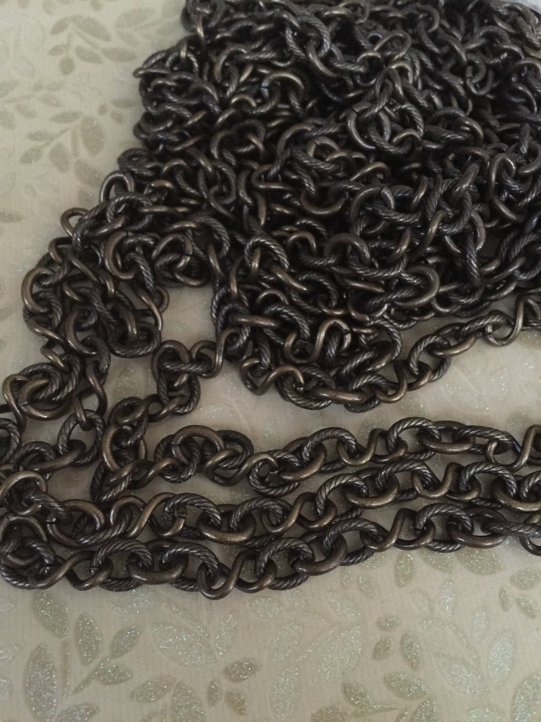 Chain Repurpose Vintage Reproduction Chunky Oval Antique Brass Plated ...