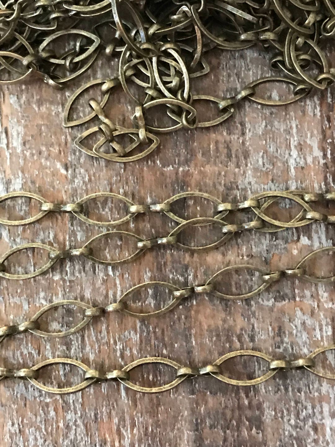 Chain Chain Vintage Style NAVETTE Antique Brass Plated Alternating ...