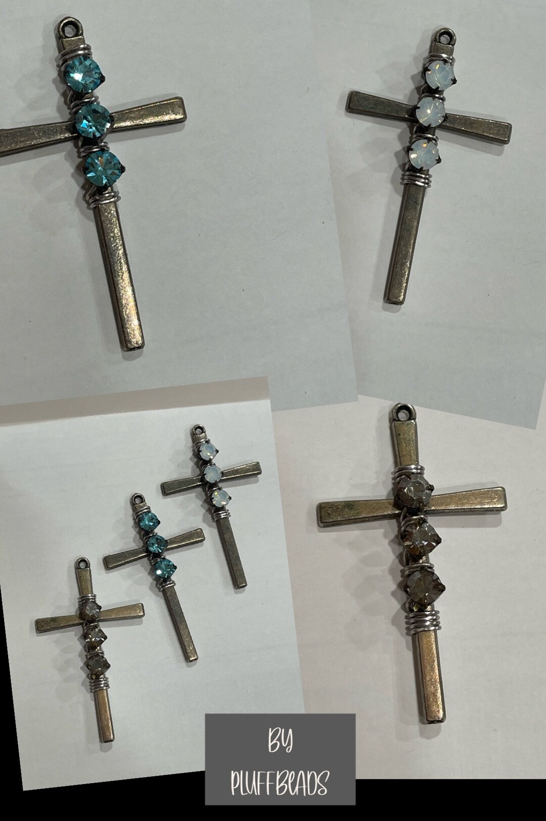 Cross Triple Rhinestones Italian Flea Market Vintage Style Antique ...