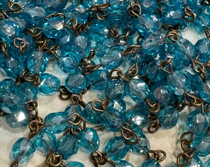Rare Color Handmade Linked Beaded Chain Vintage Stock Deep CARIBBEAN ...