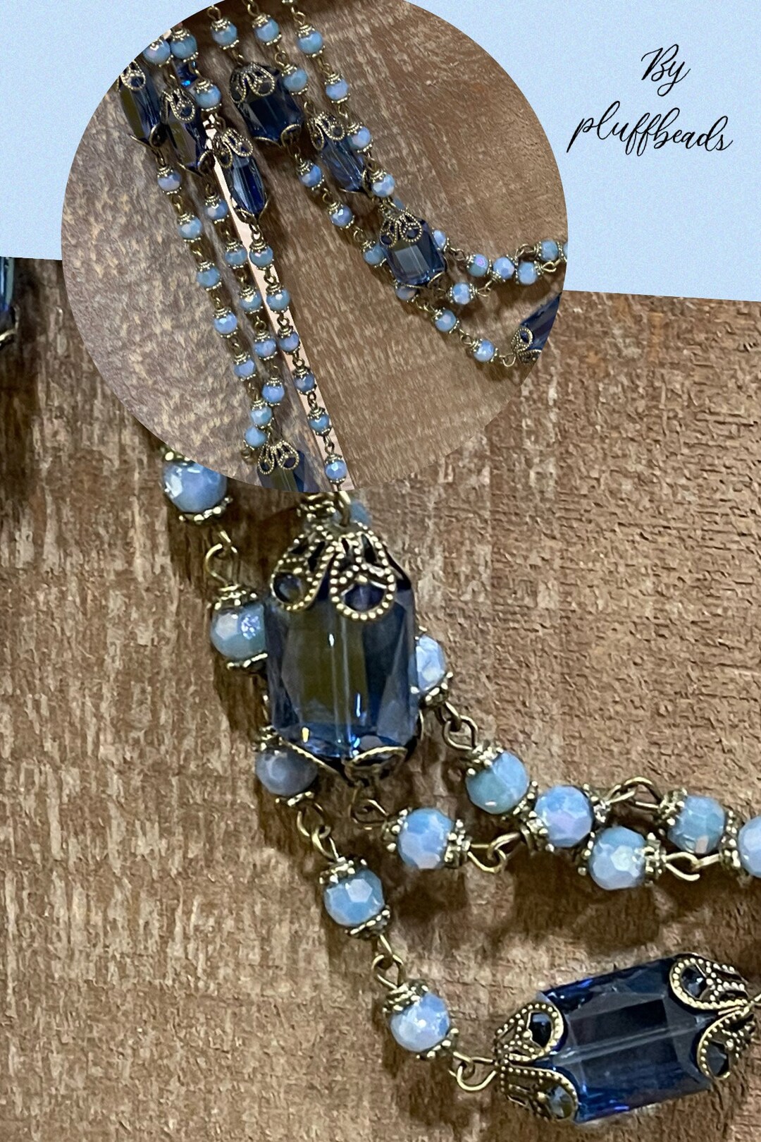 Handcrafted Beaded Chain Section Connector Assemblage Chain Deep Blue ...