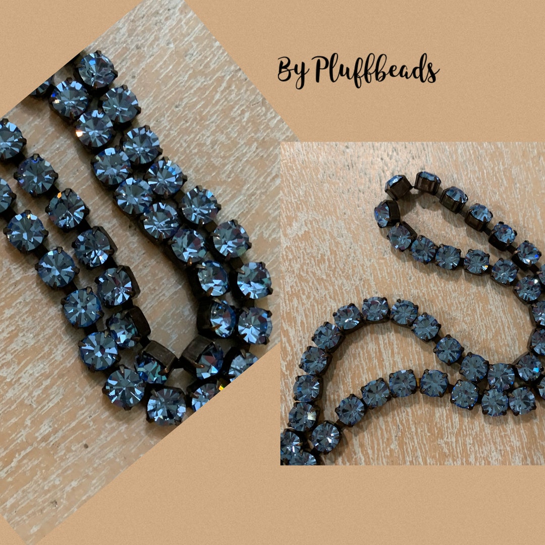 Dark Patina Brass Rhinestone Crystal Cup Chain, Lt. Blue - Etsy