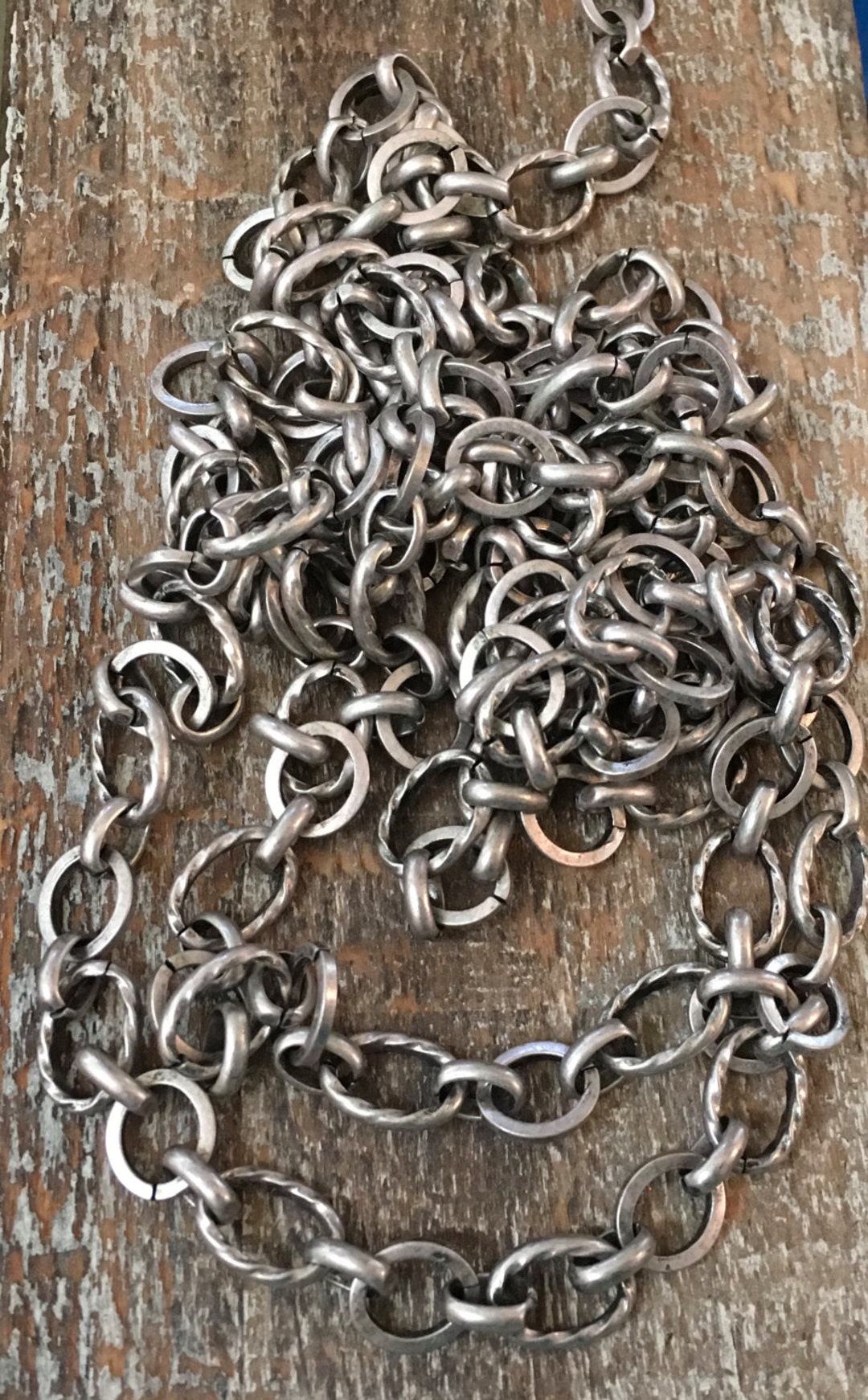 Chain Repurpose Vintage Reproduction Chunky Oval Antique Silver Plated ...
