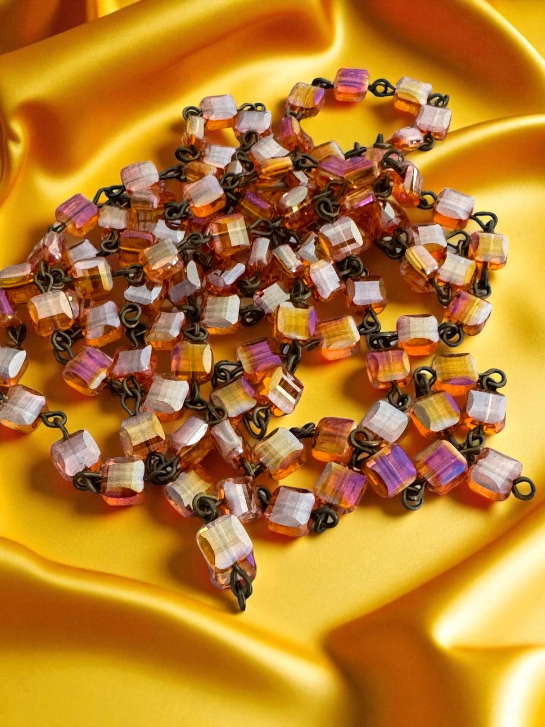 Chain New 2025 Delicate Candied PUMPKIN Flash Transparent Beaded Chain ...
