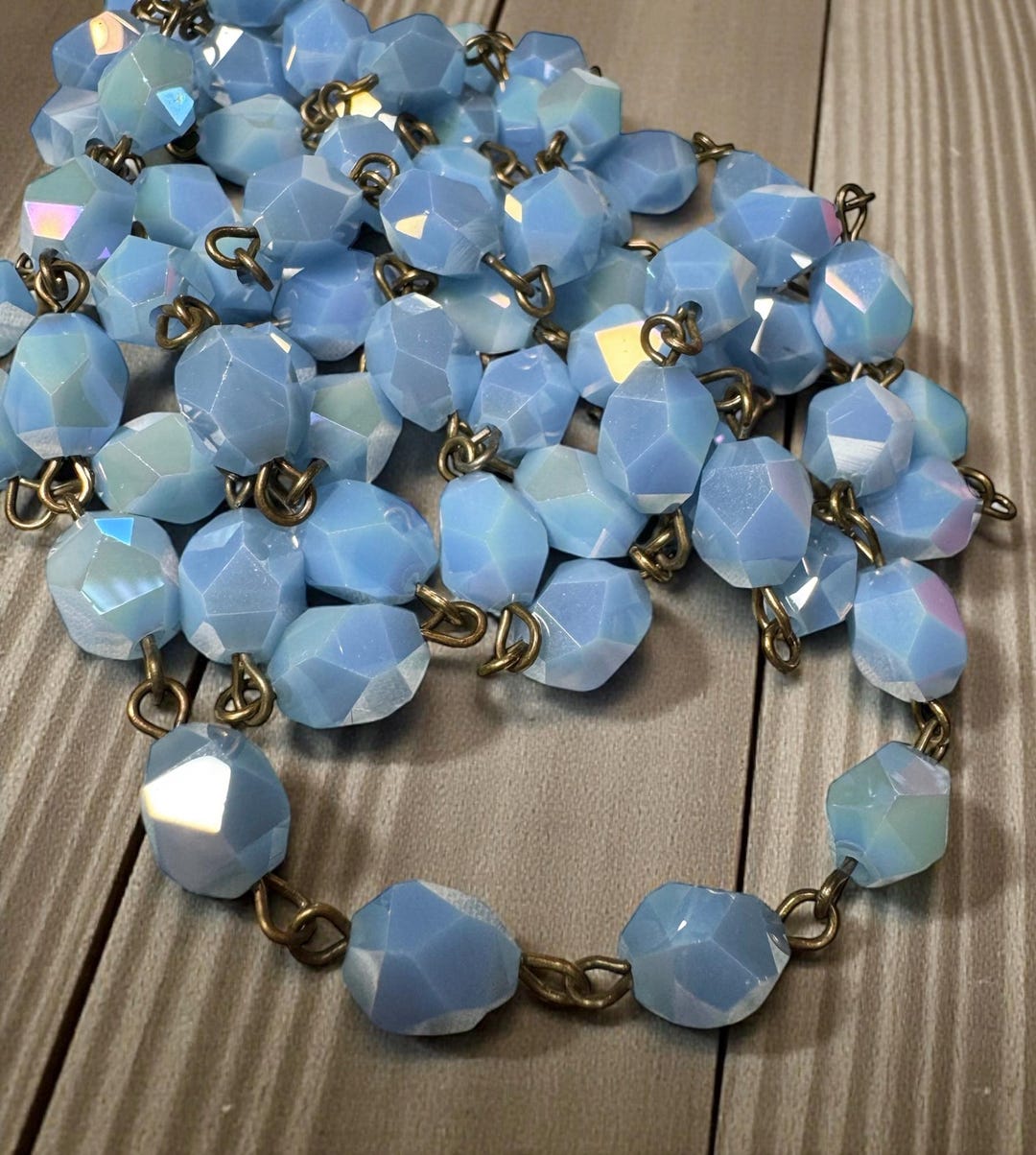 Periwinkle Crystal Beaded Chain, Antique Brass Linked, 10x8mm - Etsy