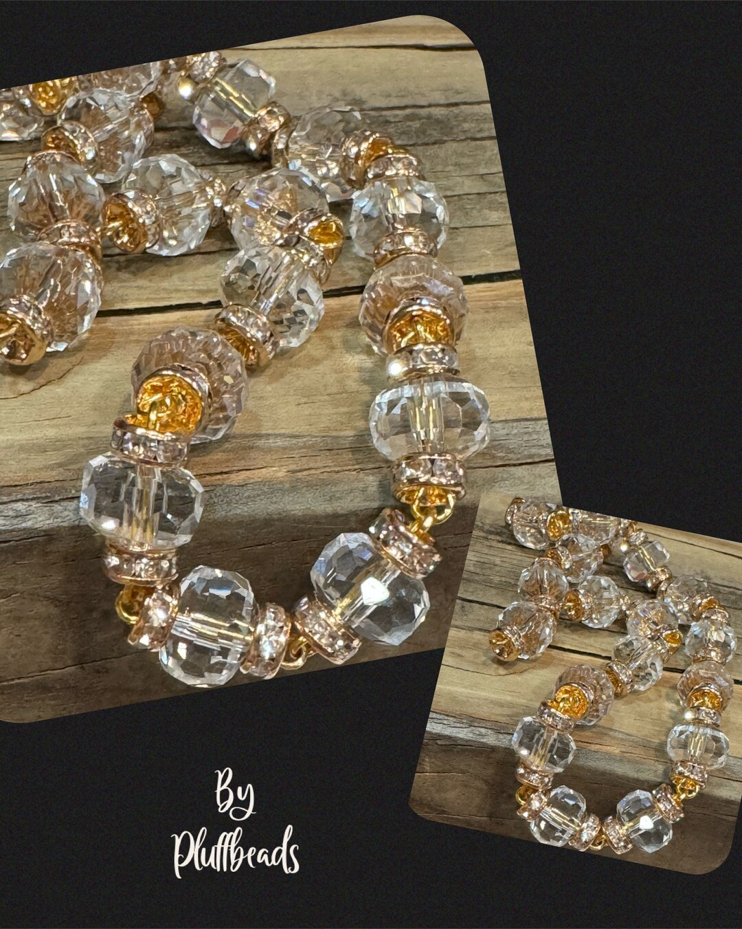 Chain CLEAR Crystal Encrusted Gold Plated Rhinestones Assemblage Chain ...